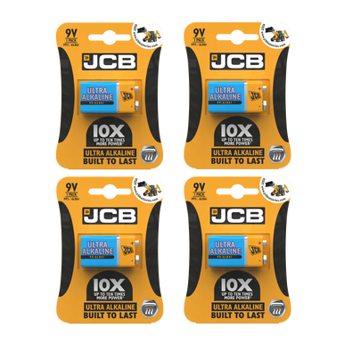 JCB Ultra Alkaline 9V Batteries – 4 Pack | Long-Lasting Power