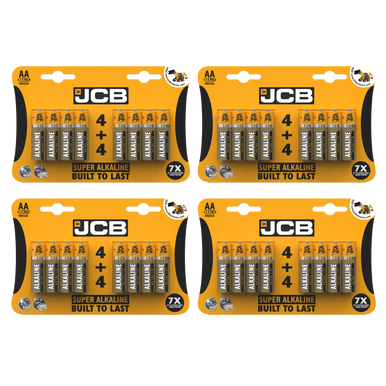 4x JCB AA Super Alkaline Batteries – Pack of 4+4 (32 Total) | Reliable ...