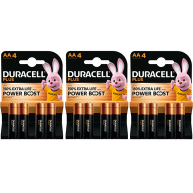 Duracell AA Plus Power Boost Batteries – 3x Packs of 4