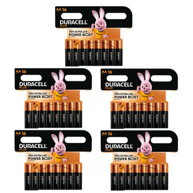 Duracell AA Plus Power Batteries with Power Boost Actives – 80 Pack (5x 16)