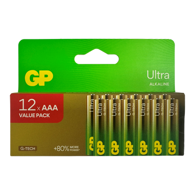 GP Ultra AAA Alkaline Batteries – Pack of 12 | Long-Lasting, Reliable Power