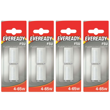 4x Packs of Eveready FSU 4-65W Fluorescent Tube Starters (8 Starters Total)