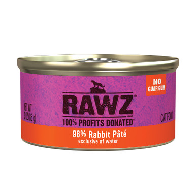RAWZ 96% Meat Cat Can - Rabbit Pate 3oz 18/cs