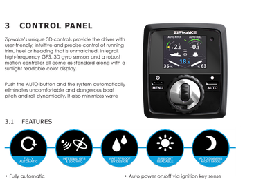 ZipWake CP-S Control Panel S With Standard Cable 7m | Blue Bottle Marine