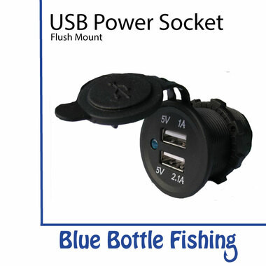Dual Flush Mount Socket/Usb Black 12V | Blue Bottle Marine