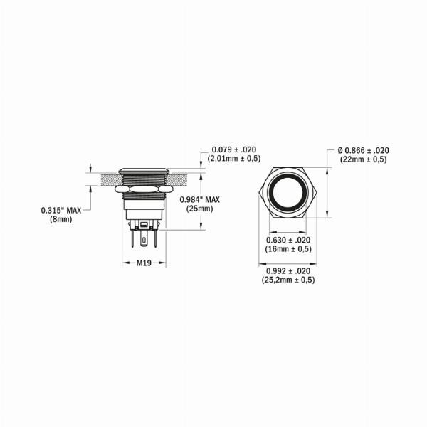 Blue Sea 10A Push Button LED Ring Switch | Blue Bottle Marine