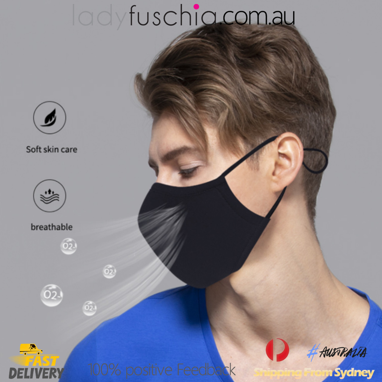 Black Washable & Reusable PM2.5 Face Mask With Respirator - ladyfuschia
