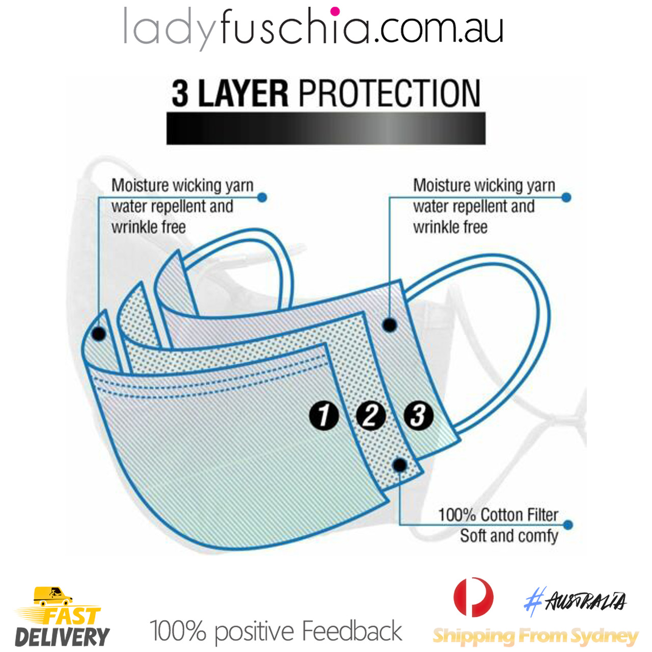 Black Washable & Reusable PM2.5 Face Mask With Respirator - ladyfuschia