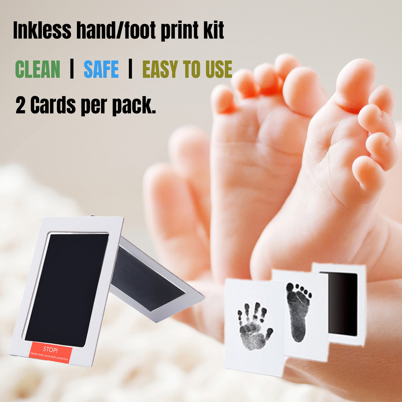2 Pack Newborn Footprint Handprint-Pink - ladyfuschia