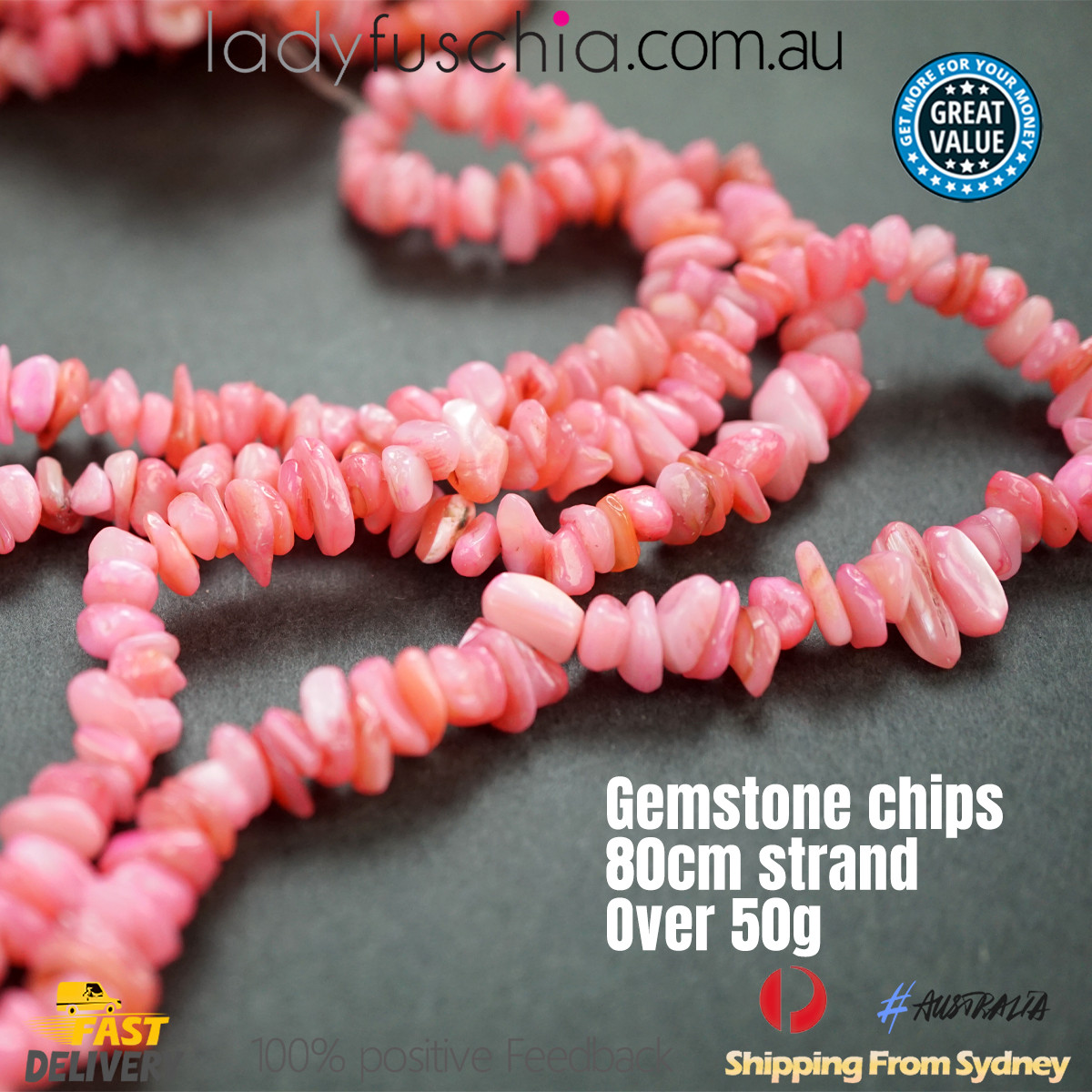 PINK SHELL GEMSTONE CHIPS - ladyfuschia