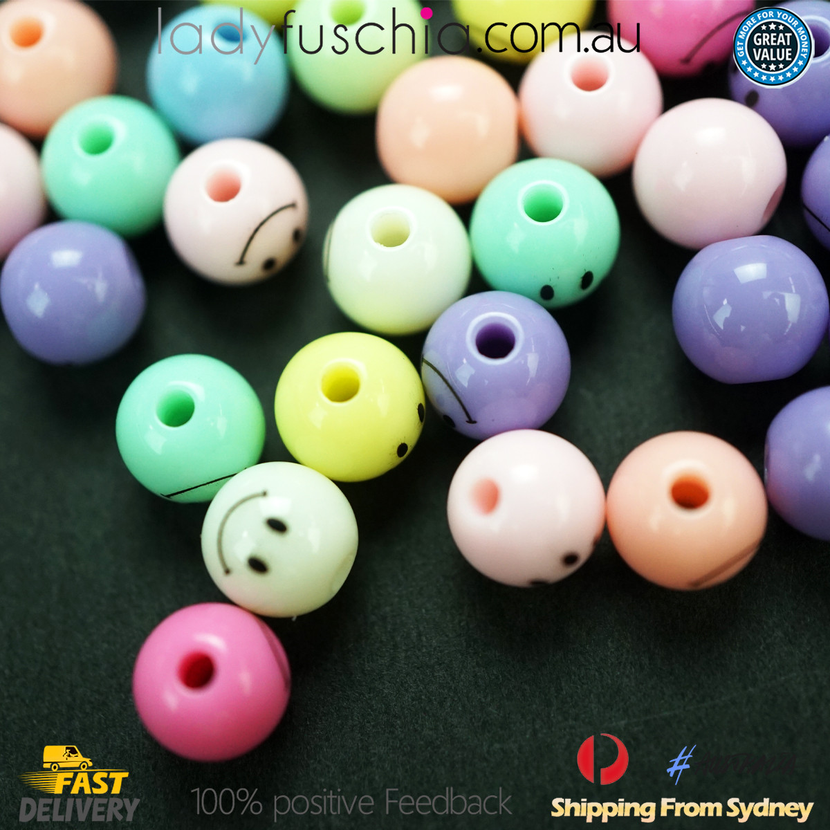 250PC 8MM Round Multi Colour Ball Beads Pony Bead mixed Craft Jewellery ...