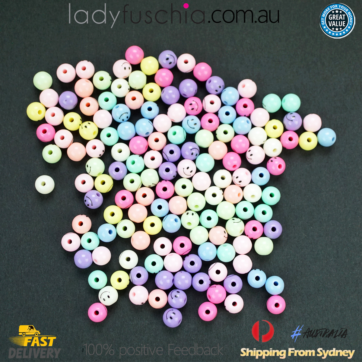 250PC 8MM Round Multi Colour Ball Beads Pony Bead mixed Craft Jewellery ...