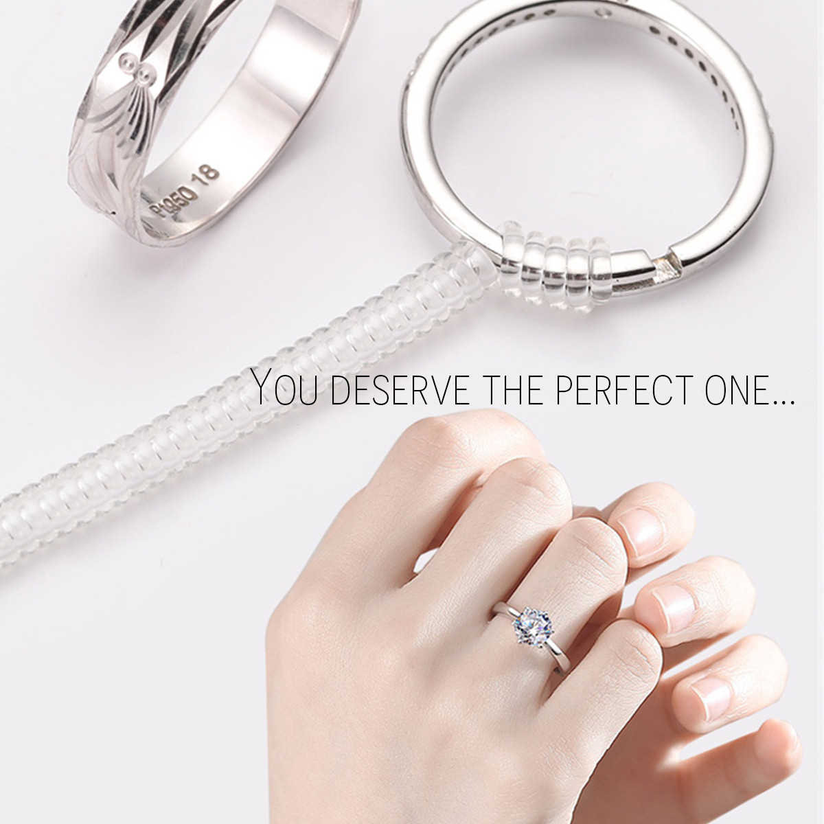 4 Sizes/set Clear Ring Size Adjuster Insert Guard Tightener Reducer ...