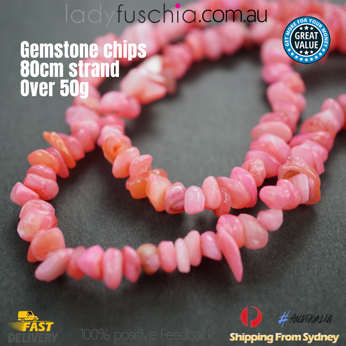 PINK SHELL GEMSTONE CHIPS - ladyfuschia