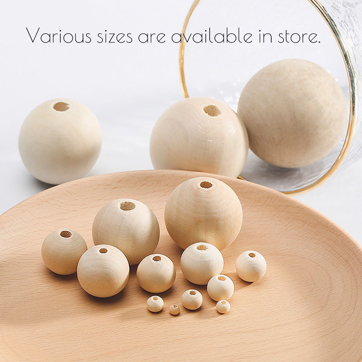 100/200pcs Natural Wood Bead Unpainted Unfinished round Wooden Beads ...