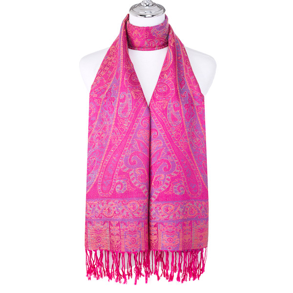 Women 100% Pashmina Premium Winter Scarf Wrap Hot Pink SCP670-2 ...