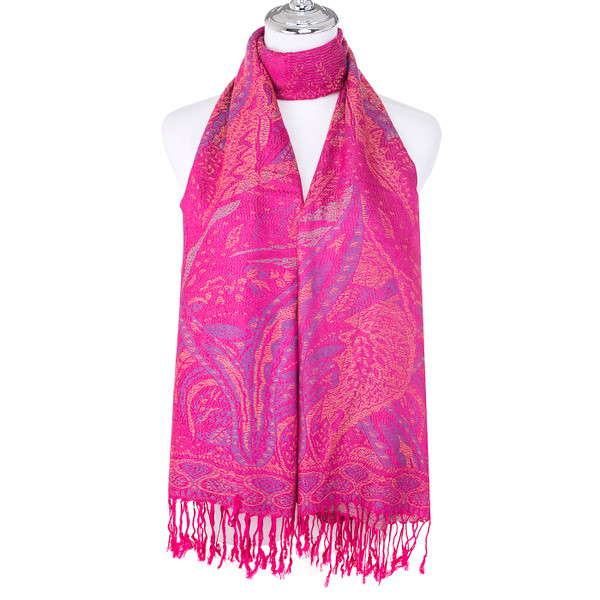 Women 100% Pashmina Premium Winter Scarf Wrap Hot Pink SCP671-2 ...