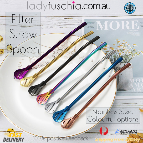1/2/5 Colour Yerba Mate Drinking Straw Tea Filter Spoon Bombilla ...