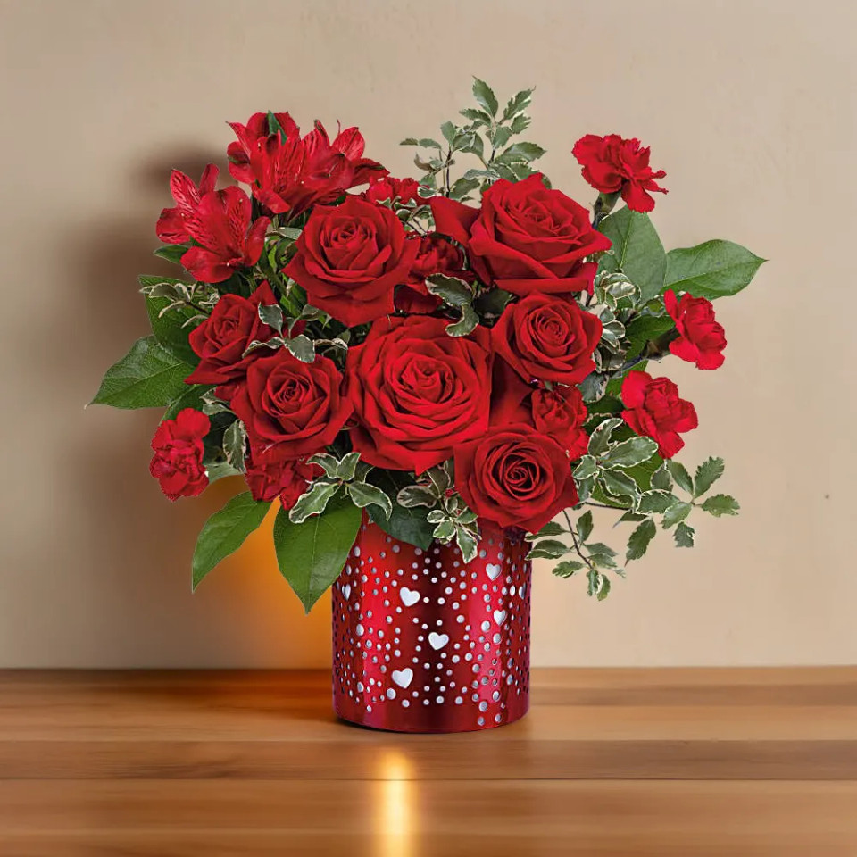 I Heart You Bouquet | Romantic Red Rose Arrangement | Flower Den Florist