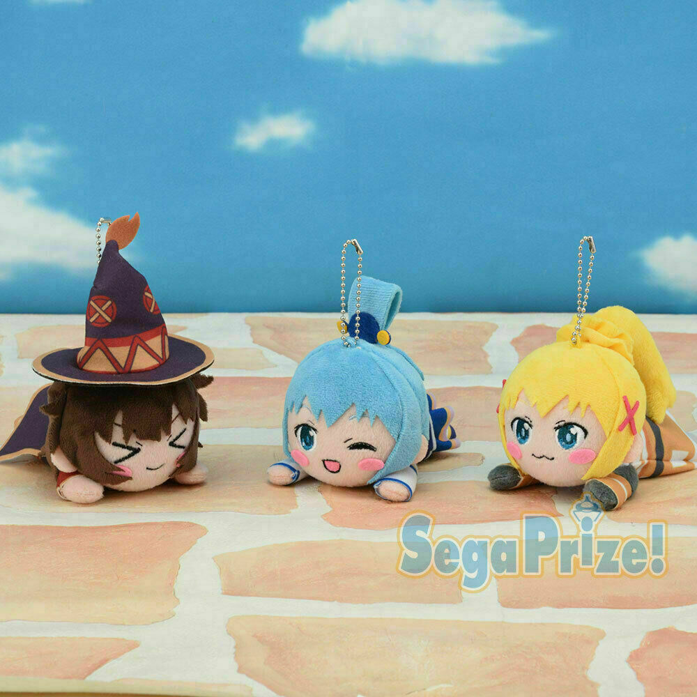 Konosuba Nesoberi Plush Keychain Megumin Aqua Darkness 12cm SEGA