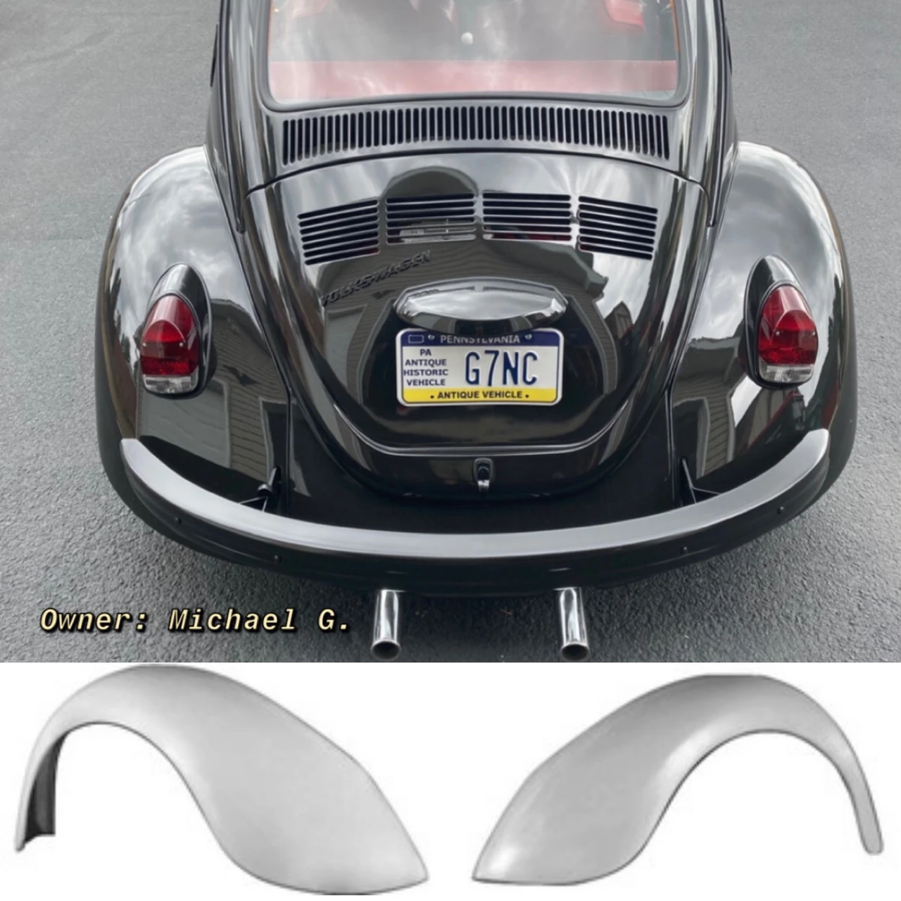 F203W 1949-1977 VW Beetle and 1971-1979 VW Super Beetle NON-FLARED 3 ...