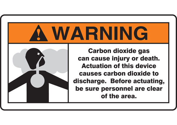 CO2 System Signs, WARNING - Carbon dioxide gas can cause injury or ...