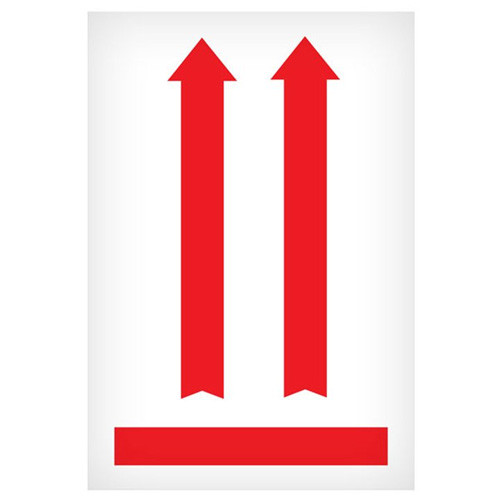 This Way Up Red Arrow Shipping Labels for DOT HazMat Liquids, 500/roll