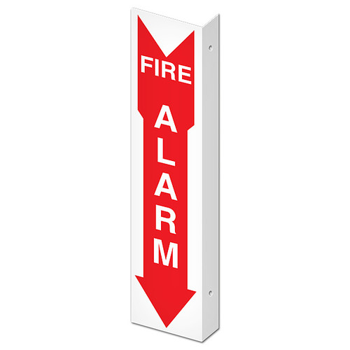 Double-Sided Fire Alarm Wall-Projecting L-Sign, 4" w x 18" h