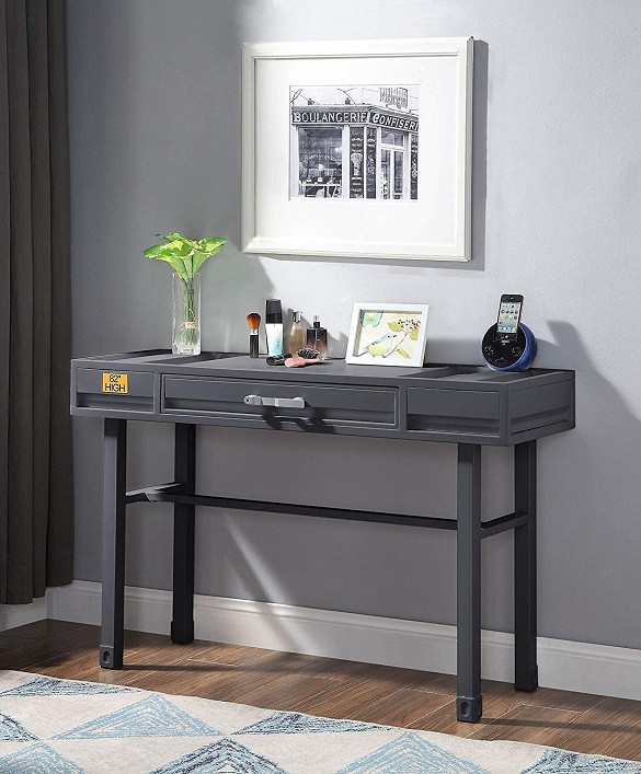 Shipping Container Gray Metal Vanity Desk