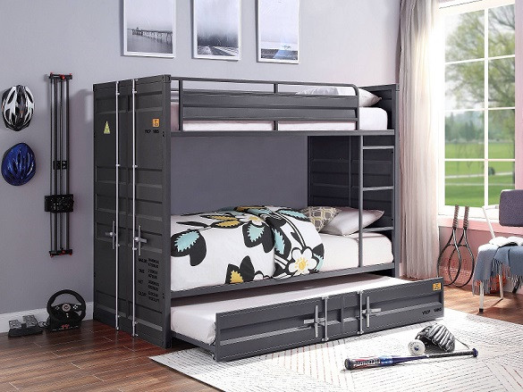 Shipping Container Gray Metal Bunk Beds