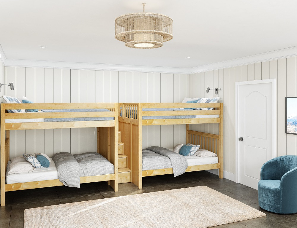 Melrose Natural Quadruple Queen Bunk Bed with Stairs