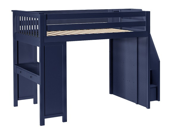 Braxton Blue Full Size Loft Bed with Desk