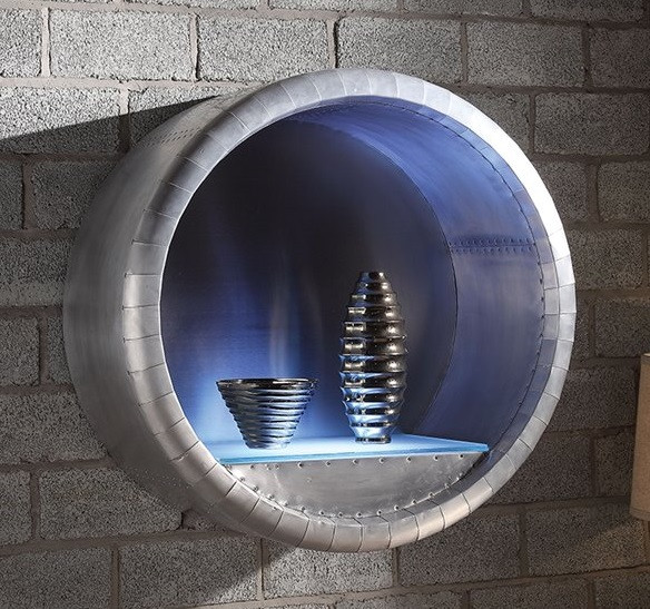 Malcolm Vintage Aluminum Wall Rack with LED Light