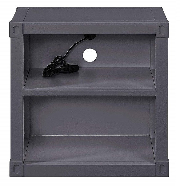 Shipping Container Gray Metal Nightstand