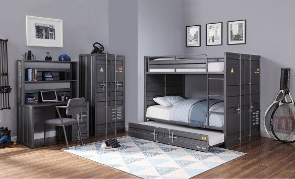 Shipping Container Gray Metal Bunk Beds