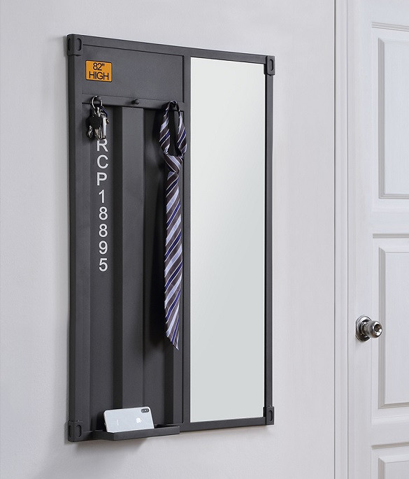 Shipping Container Gray Metal Tall Wall Mirror