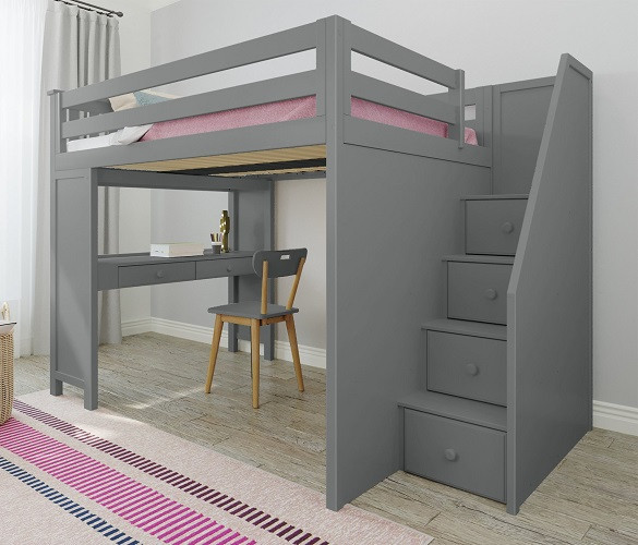Rylan Gray Full Size Loft Bed with Desk