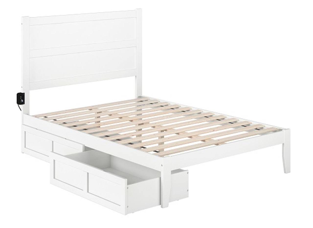 Suna White Full Size Bed Frame with Headboard
