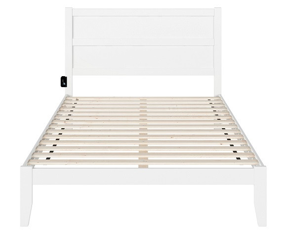 Suna White Queen Size Bed Frame with Headboard
