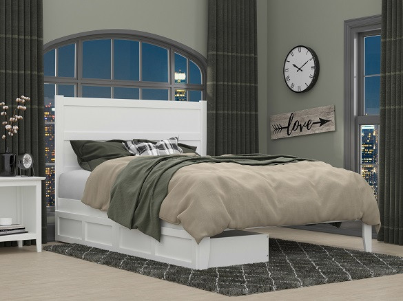 Suna White Queen Size Bed Frame with Headboard