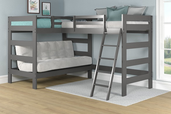 Winthrop Gray L Shaped Futon Bunk Bed