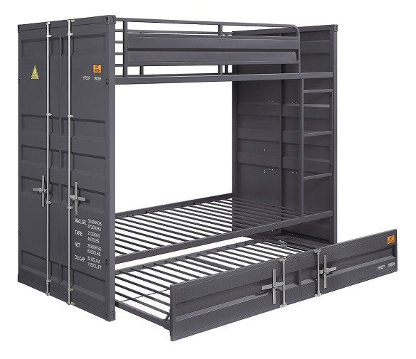 Shipping Container Gray Metal Bunk Beds