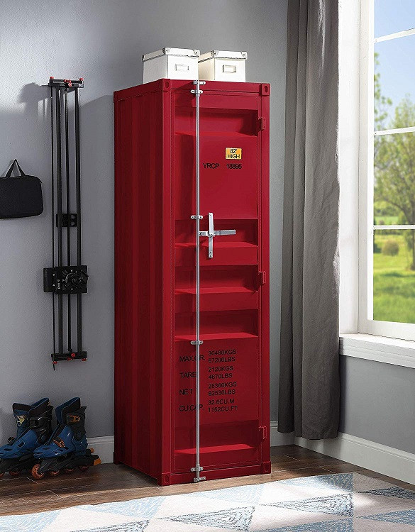 Shipping Container Red Metal Wardrobe