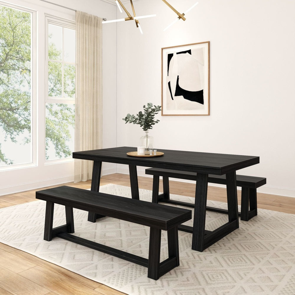 Riley Black Dining Room Table and Bench
