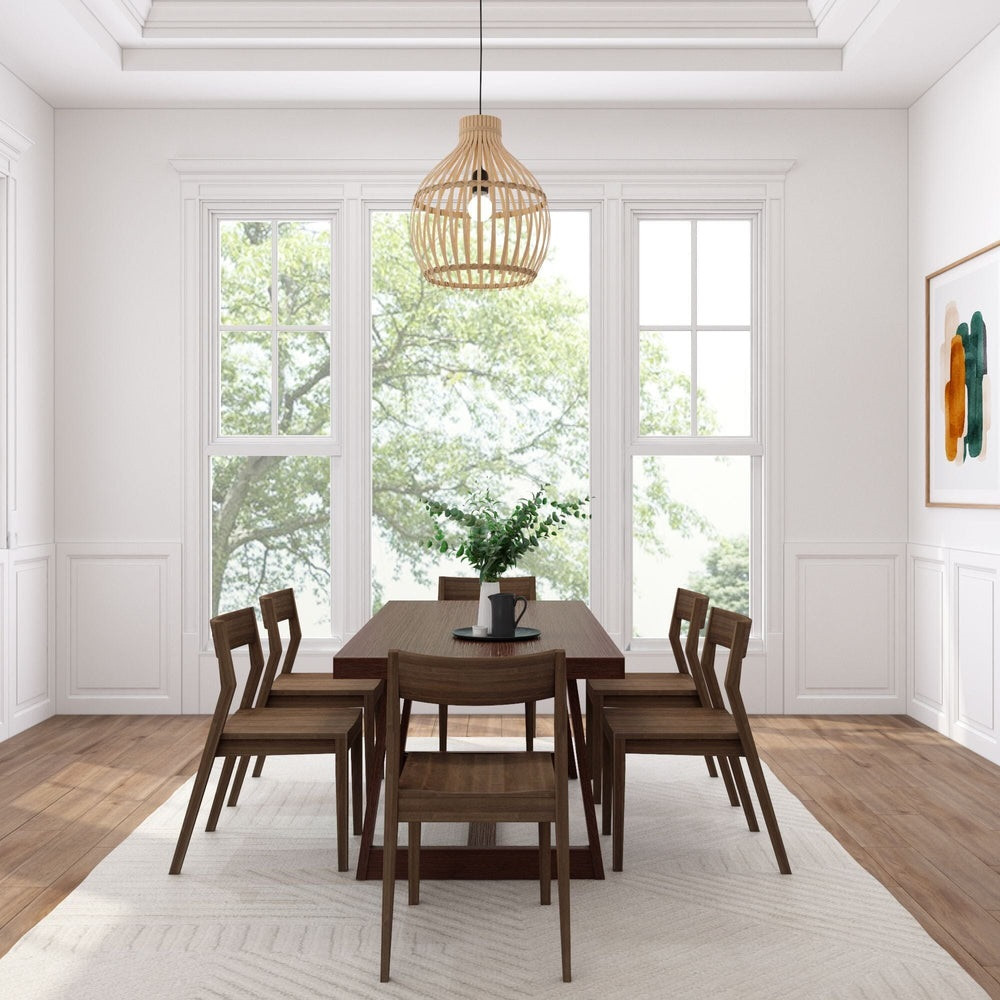 Riley Wirebrush Walnut Dining Room Table and Chairs