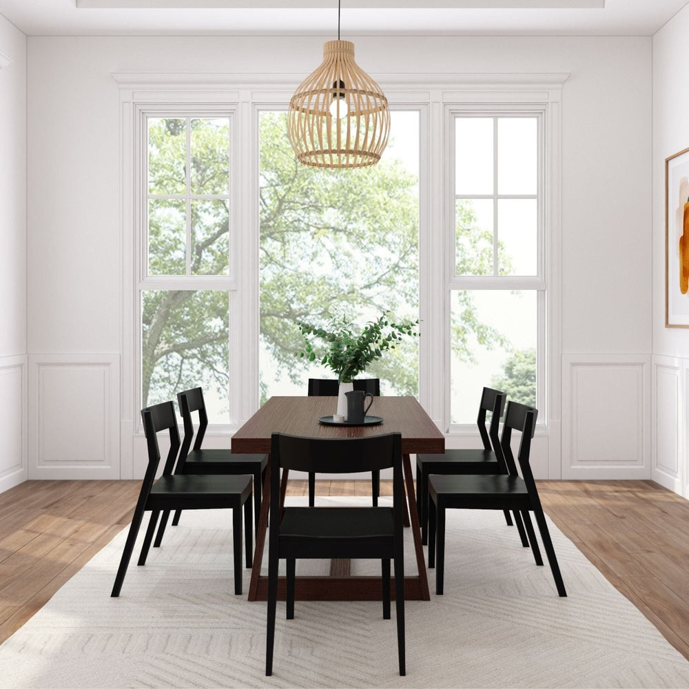 Riley Wirebrush Walnut Dining Room Table and Chairs