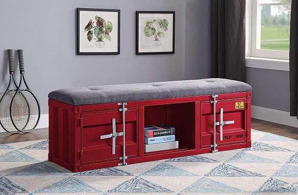 Shipping Container Red Metal Bench