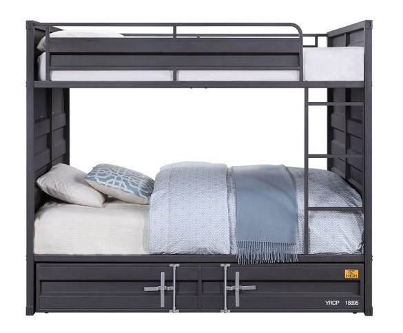 Shipping Container Gray Metal Bunk Beds