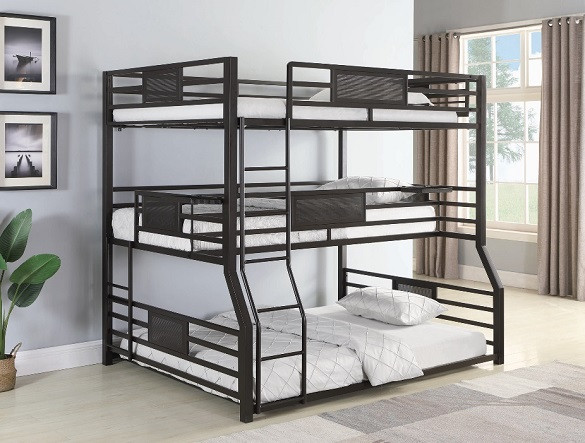 Triad Metal Full over Twin XL over Queen Triple Bunk Bed