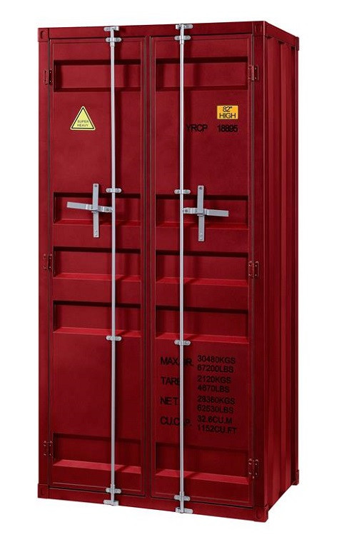 Shipping Container Red Metal Wardrobe
